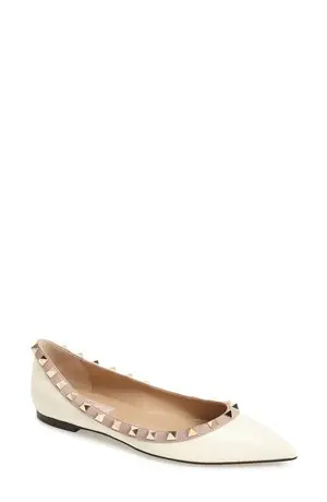 Women's Valentino Garavani Rockstud Ballerina Flats