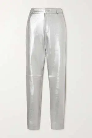 Bouguessa Charlotte Metallic Leather Straight-leg Pants