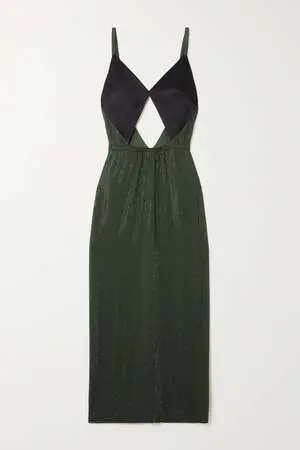 christopher kane bombshell cut-out midi dress Christopher Kane The Bombshell Cutout Crystal-Embellished Stretch-Jersey  And Satin Midi Dress In Green - 60% Off