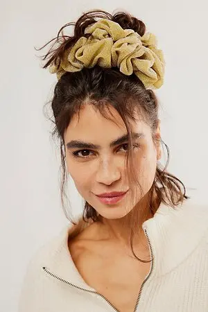KAXI CO. Chiffon Jumbo Scrunchie Gold