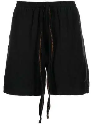 Commas Linen Lounge Shorts - Black