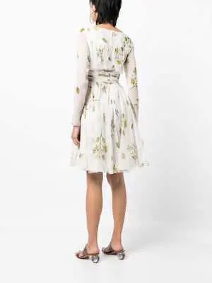 Giambattista Valli Gathered Floral-print Silk Dress