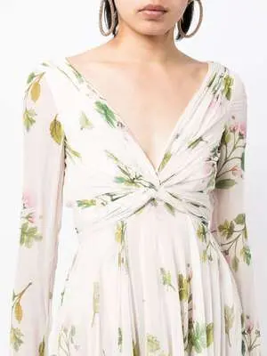 Giambattista Valli Gathered Floral-print Silk Dress