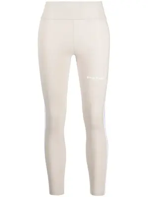 Palm Angels Logo-print Cropped Leggings - Neutrals