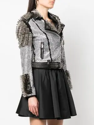 Philipp Plein Crystal-studded Biker Jacket