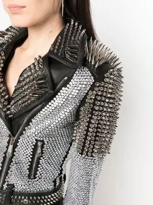 Philipp Plein Crystal-studded Biker Jacket
