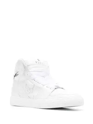 Philipp Plein Super Street Skull Bones Hi-top Sneakers - White