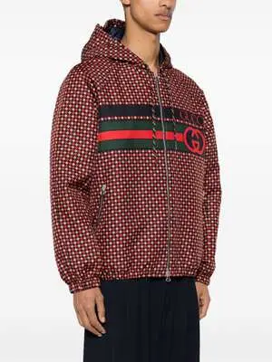 Gucci Interlocking Gg Hooded Jacket - Red