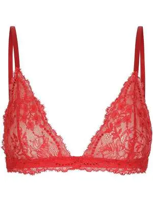 Dolce & Gabbana Chantilly-lace Triangle Bra - Red
