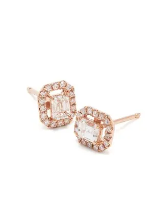 Shay 18k Rose Mini Me Diamond Halo Earrings