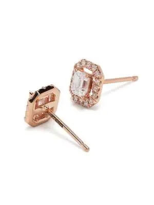 Shay 18k Rose Mini Me Diamond Halo Earrings