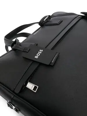 BOSS Logo-stamp Leather Laptop Bag