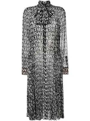 Versace Logo-print Silk Shirt Dress