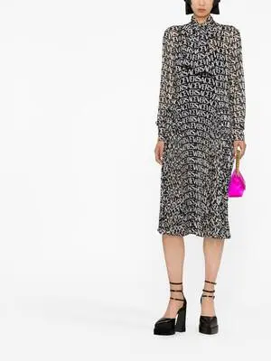 Versace Logo-print Silk Shirt Dress