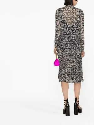 Versace Logo-print Silk Shirt Dress