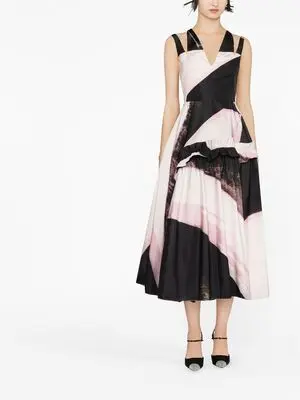 Alexander McQueen Ruched-detail V-neck Dress