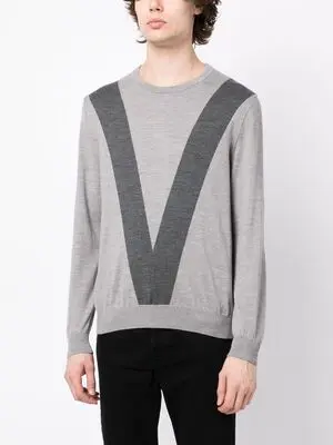 PORTS V Intarsia-knit Logo Crew-neck Jumper