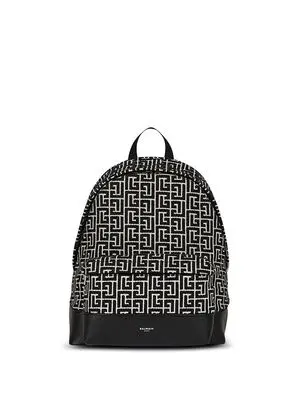 Balmain All-over Logo-pattern Backpack - Black