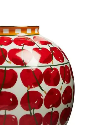 La DoubleJ Bubble Cherries Avorio-print Vase