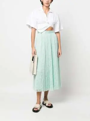 TWINSET Pleated High-waisted Midi Skirt