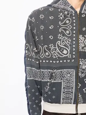 Kapital Paisley-Print Zip Hoodie - Black - 45% Off | Editorialist