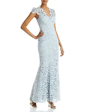 Eliza J Eliza J Scalloped-Edge Lace Gown Sky