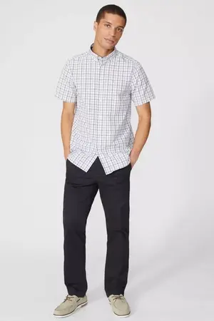 Maine Mens Checkbox Shirt - White