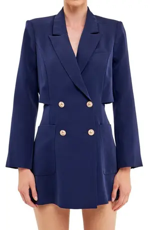 Endless Rose Cutout Romper - Navy