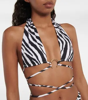 SAME Pierced Wrap Bikini Top - Multicoloured