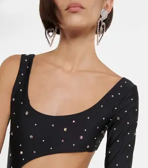Alessandra Rich Embellished Cutout Swimsuit