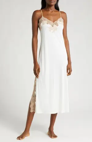 Natori Enchant Lace Trim Nightgown Ivory