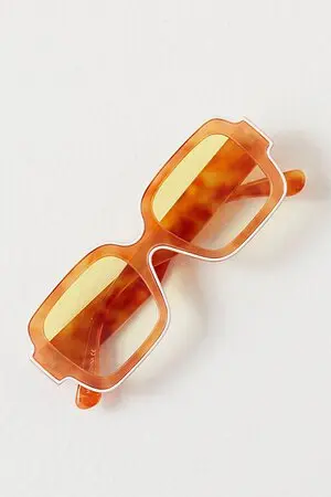 Free People Shadow Side Rectangle Sunglasses - Orange  display picture 2