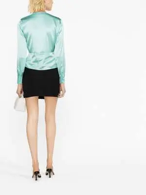 Pinko Twist-detail Silk Blouse - Green