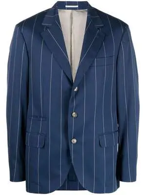 Brunello Cucinelli Pinstripe-print Single-breasted Blazer - Blue