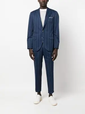Brunello Cucinelli Pinstripe-print Single-breasted Blazer - Blue