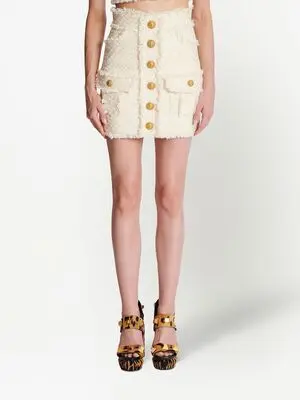 Balmain Tweed Mini Skirt - Neutrals