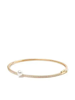 Mizuki 14kt Yellow Diamond And Pearl Bangle - Gold