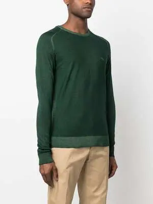 Etro Embroidered-logo Crew-neck Jumper - Green