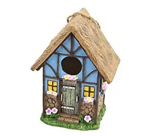 SANTA'S WORKSHOP Inc. 7.5'h Resin Blue Cottage Birdhouse - One-color
