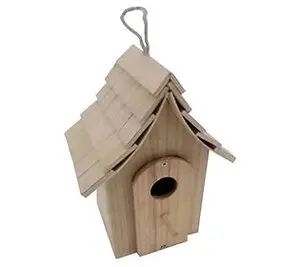 SANTA'S WORKSHOP Inc. 9'h Cottage Birdhouse Natural Wood - One-color
