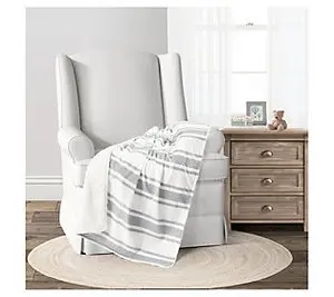 LUSH DECOR Farmhouse Stripe Sherpa Blanket - One-color