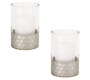 MELROSE Honeycomb Glass Candle Holder Set Of 2 - One-color