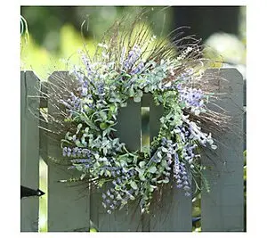 MELROSE Lavender Floral & Twig Wreath 30.5'd