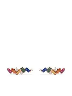 SUZANNE KALAN 18kt Rose Rainbow Diamond Stud Earrings - Gold