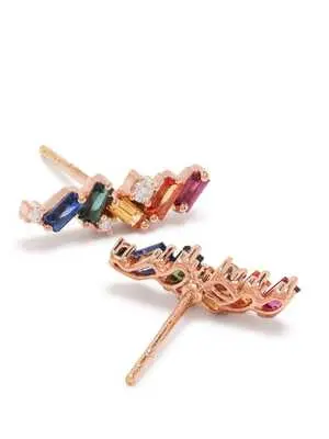 SUZANNE KALAN 18kt Rose Rainbow Diamond Stud Earrings - Gold