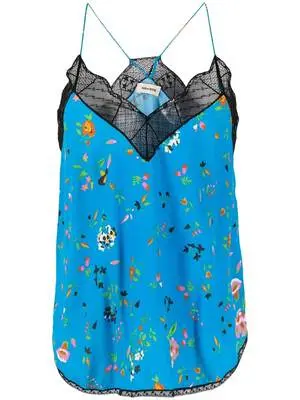 Zadig&Voltaire Christy Floral-print Lace-trimmed Camisole