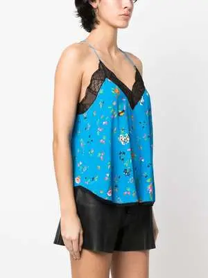 Zadig&Voltaire Christy Floral-print Lace-trimmed Camisole