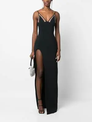 David Koma V-neck Cady Gown - Black