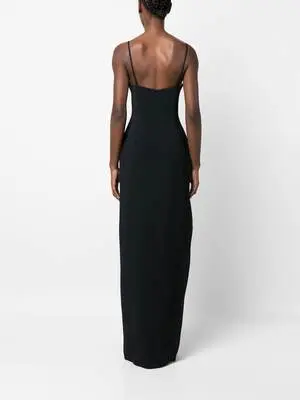 David Koma V-neck Cady Gown - Black