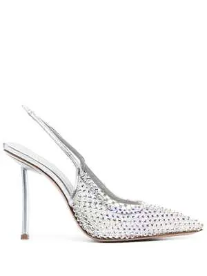 LE SILLA Crystal-embellished Slingback Pumps - Silver